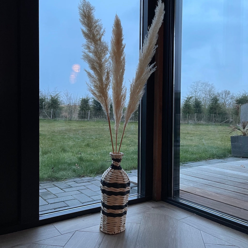 Vaas - Nature paper rope - beige zwart – Life Deco